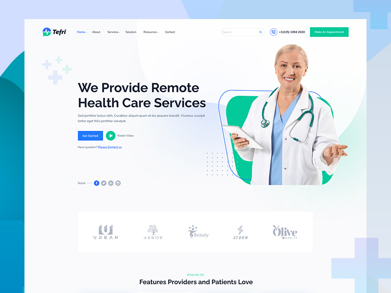Tefri - Digital Healthcare Services Template by EnvyTheme LLC on Dribbble