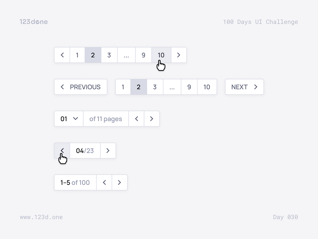 Day 030 — Pagination | 100 days UI challenge by Dima Groshev | 123done on Dribbble