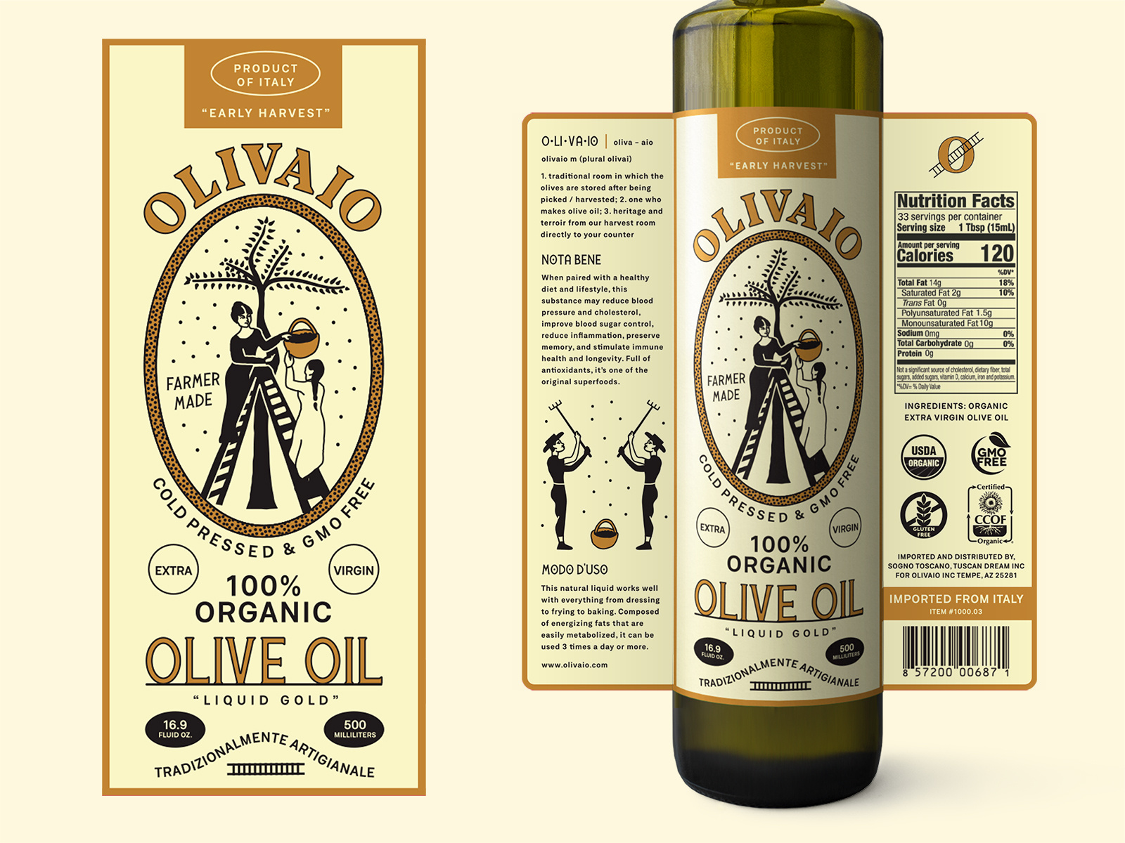 Olive Oil Bottle Label for Olivaio by Commence Studio on Dribbble