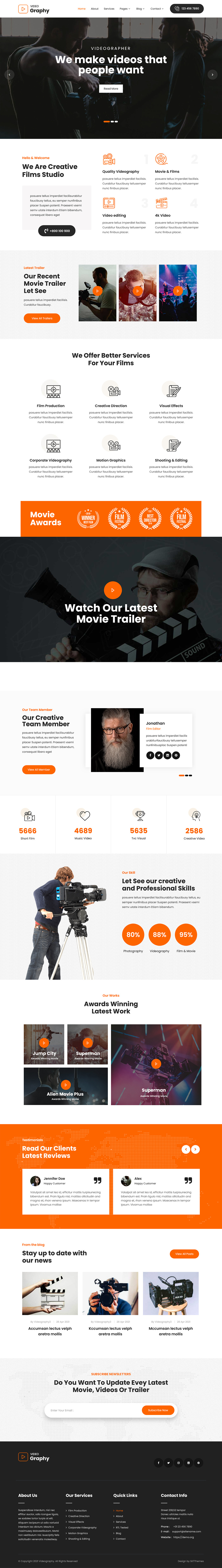 SKT Videography Pro - Video Production WordPress Theme by SKT Themes on Dribbble