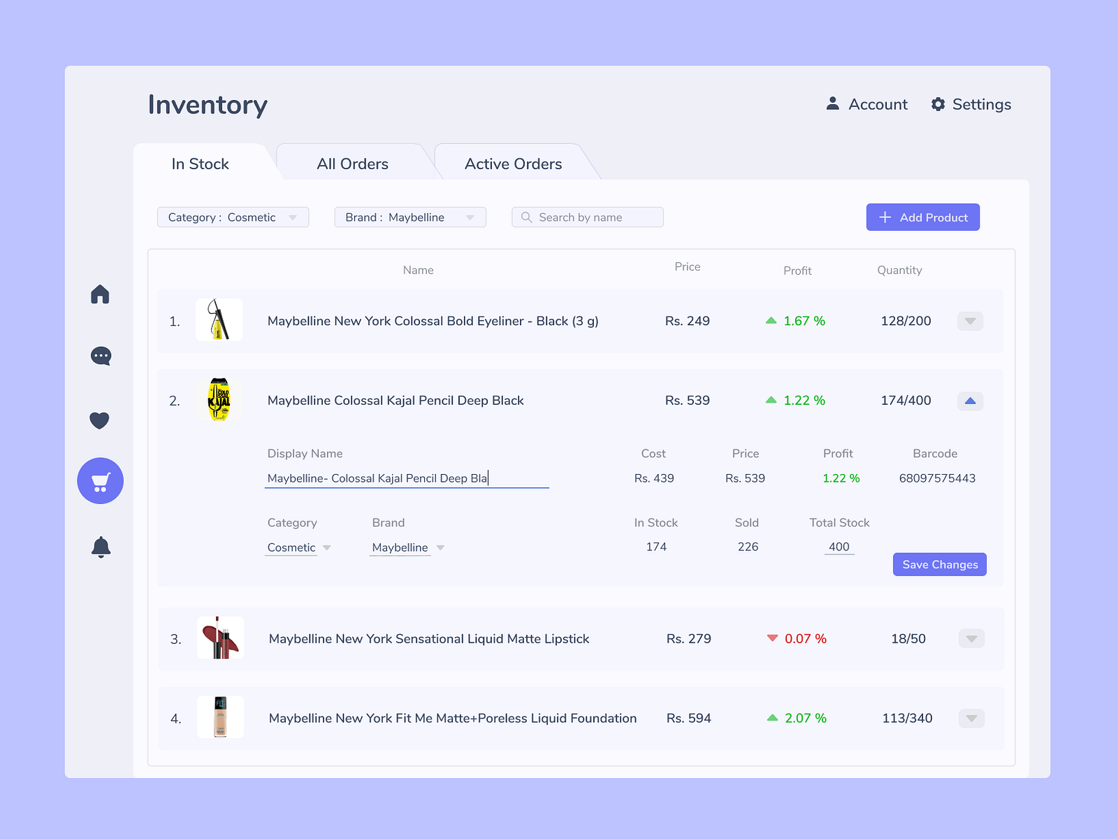 Inventory UI by Sanskruti Shahu on Dribbble