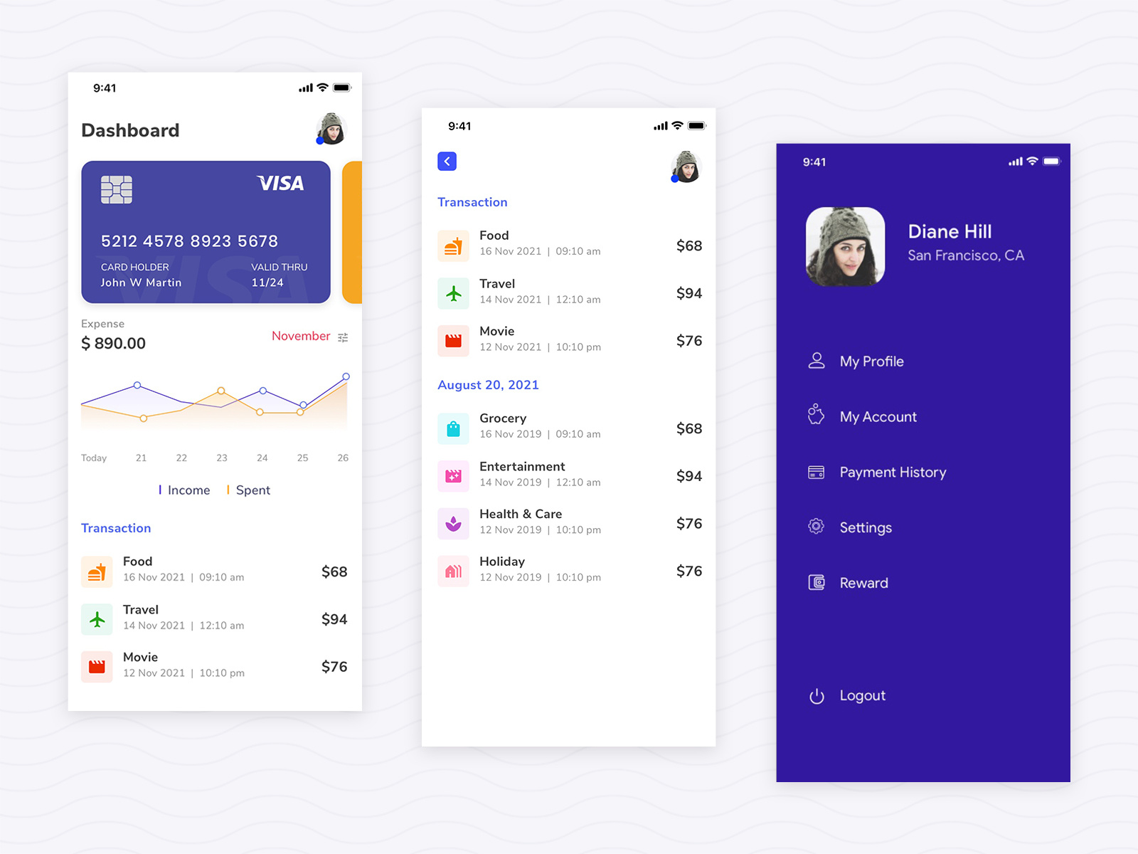 Wallet App UI by Hiren Panara on Dribbble