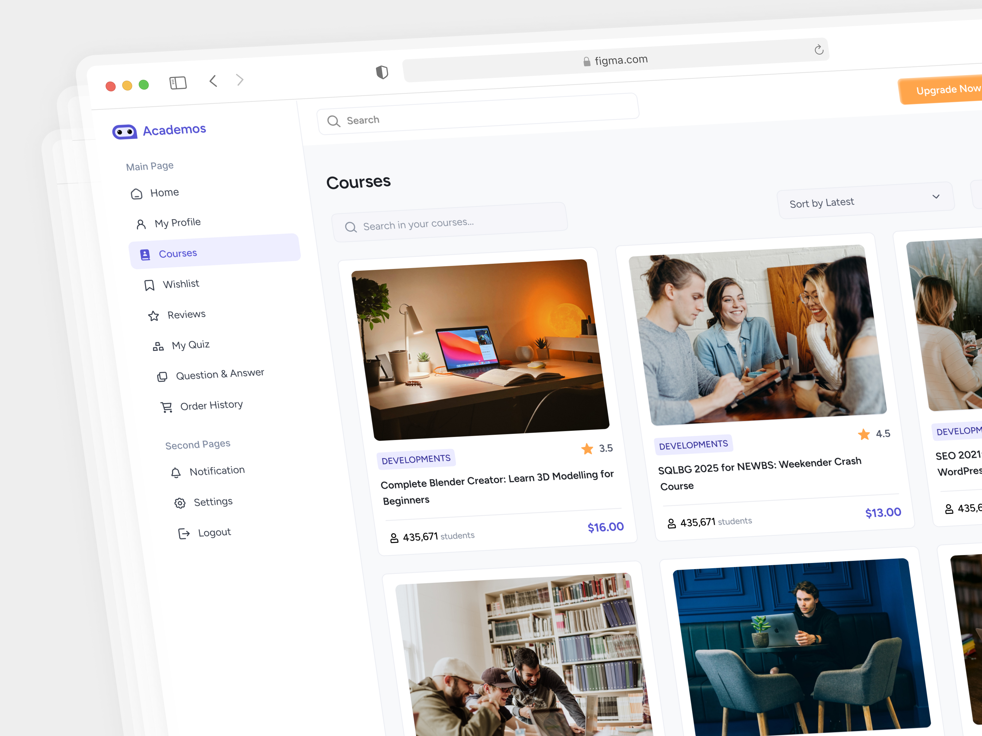 SaaS Learning Management System (LMS) Courses Page UI/UX Design by ...