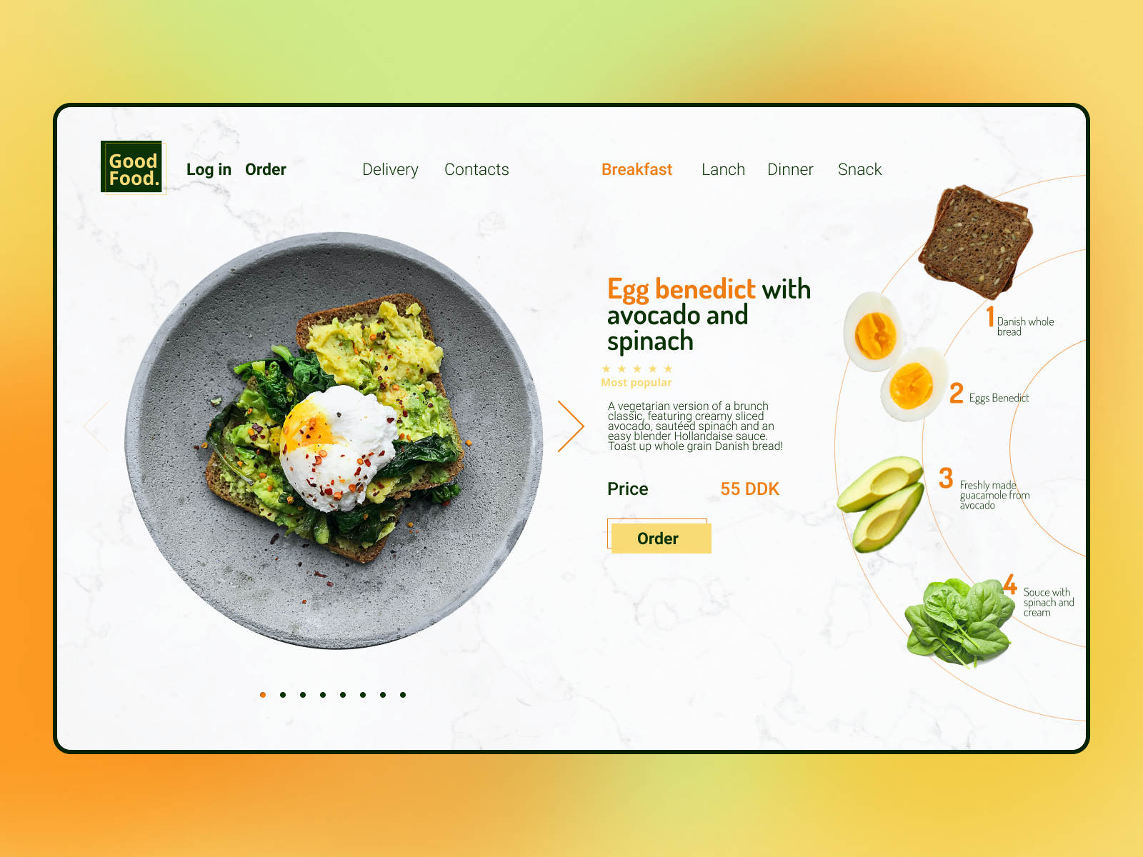 Menu web page of restaurant. by Darina Yefymova on Dribbble