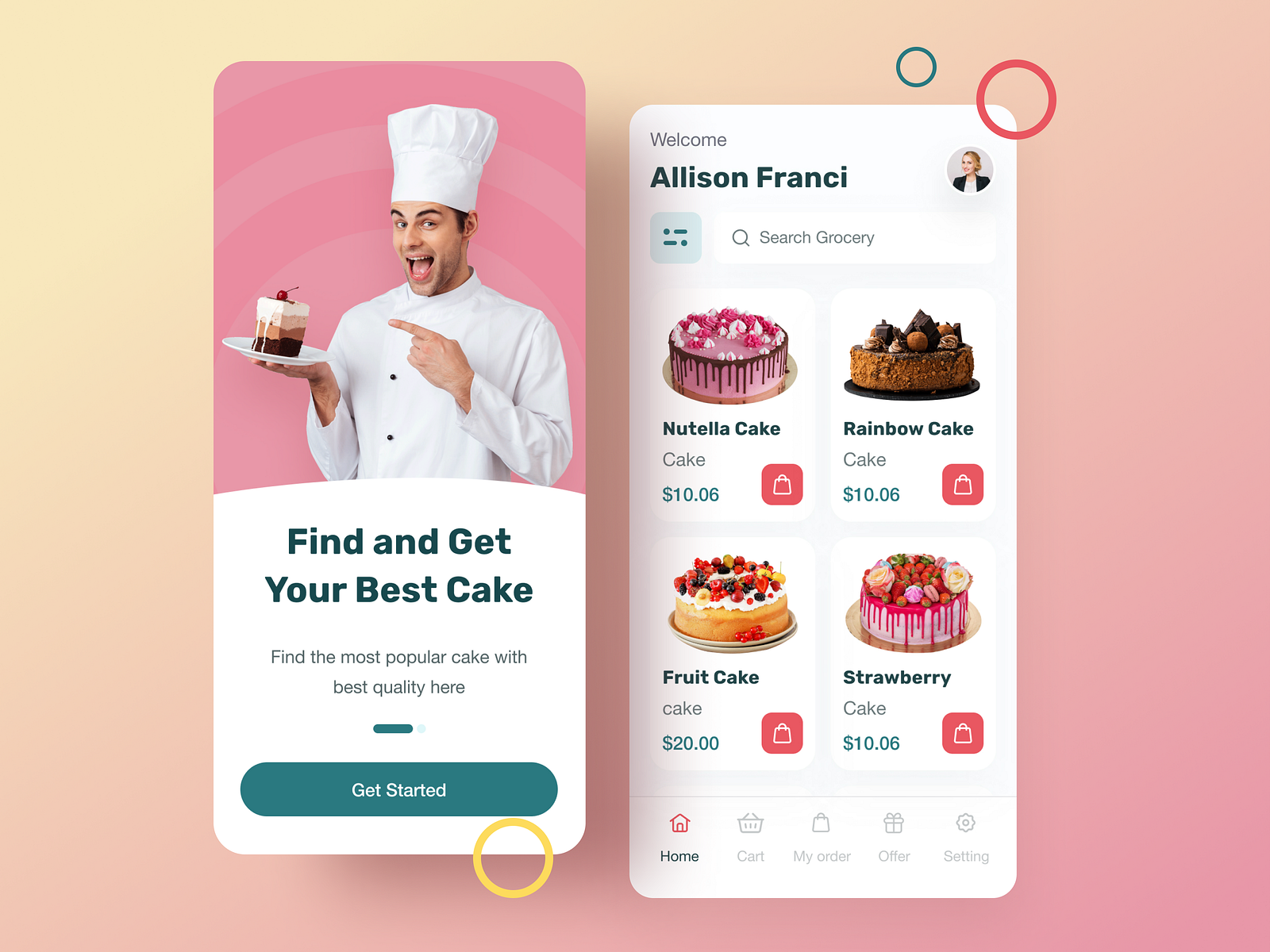 Cake App UI design by Israt Jahan on Dribbble