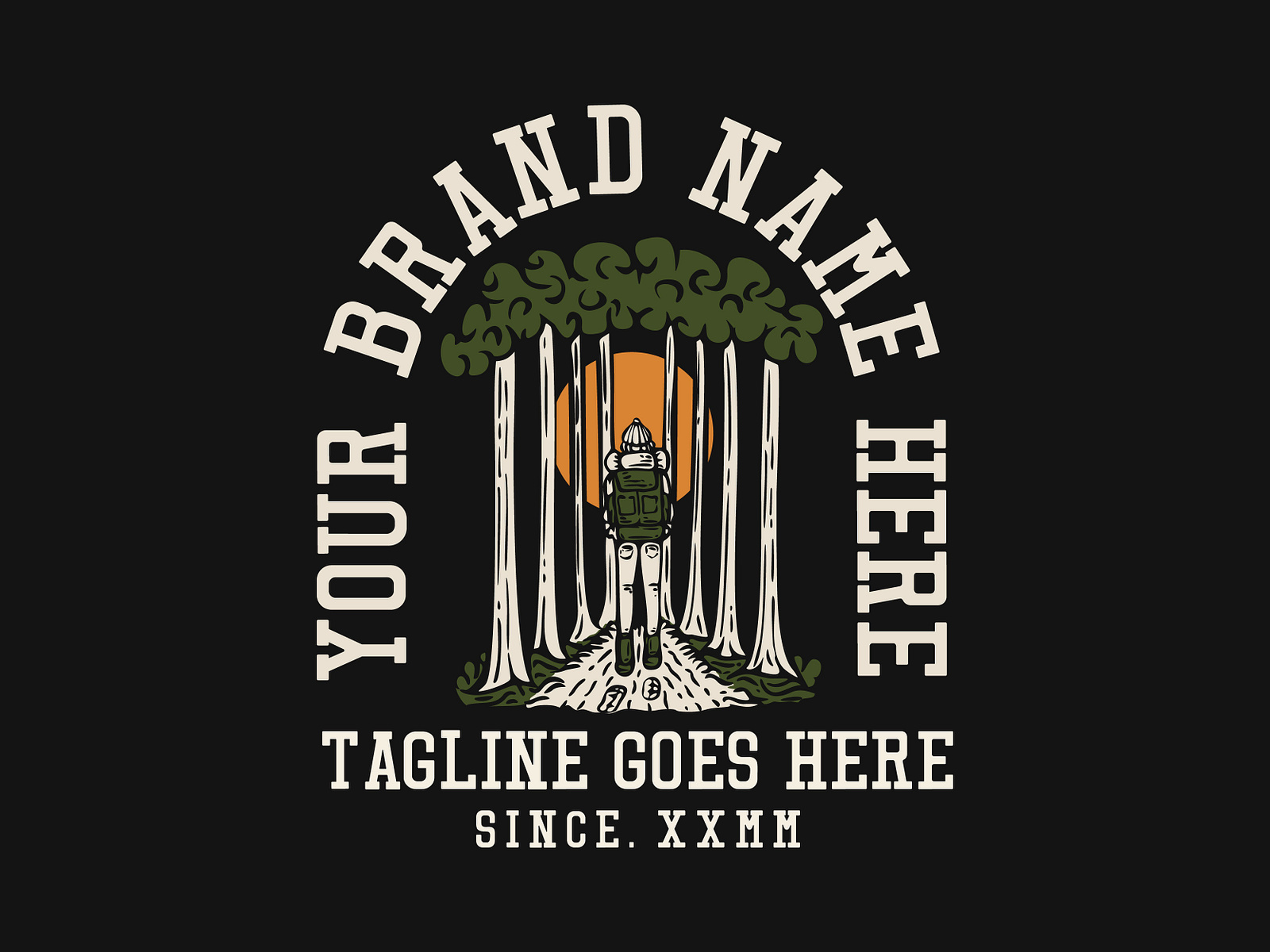 A Man Hiking In The Forest T-Shirt Design Template by Aprizal Win63 on ...