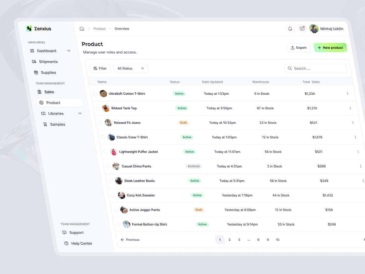 Saas Product - Table View by Minhaj Uddin on Dribbble