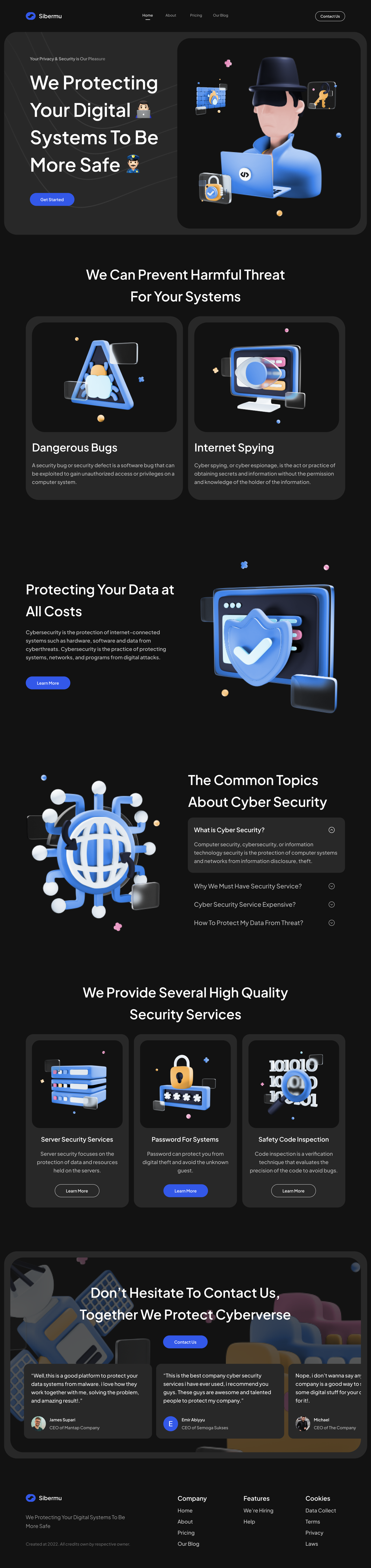 Sibermu - Cyber Security Landing Page by Emir ☣︎ for Nija Works on Dribbble
