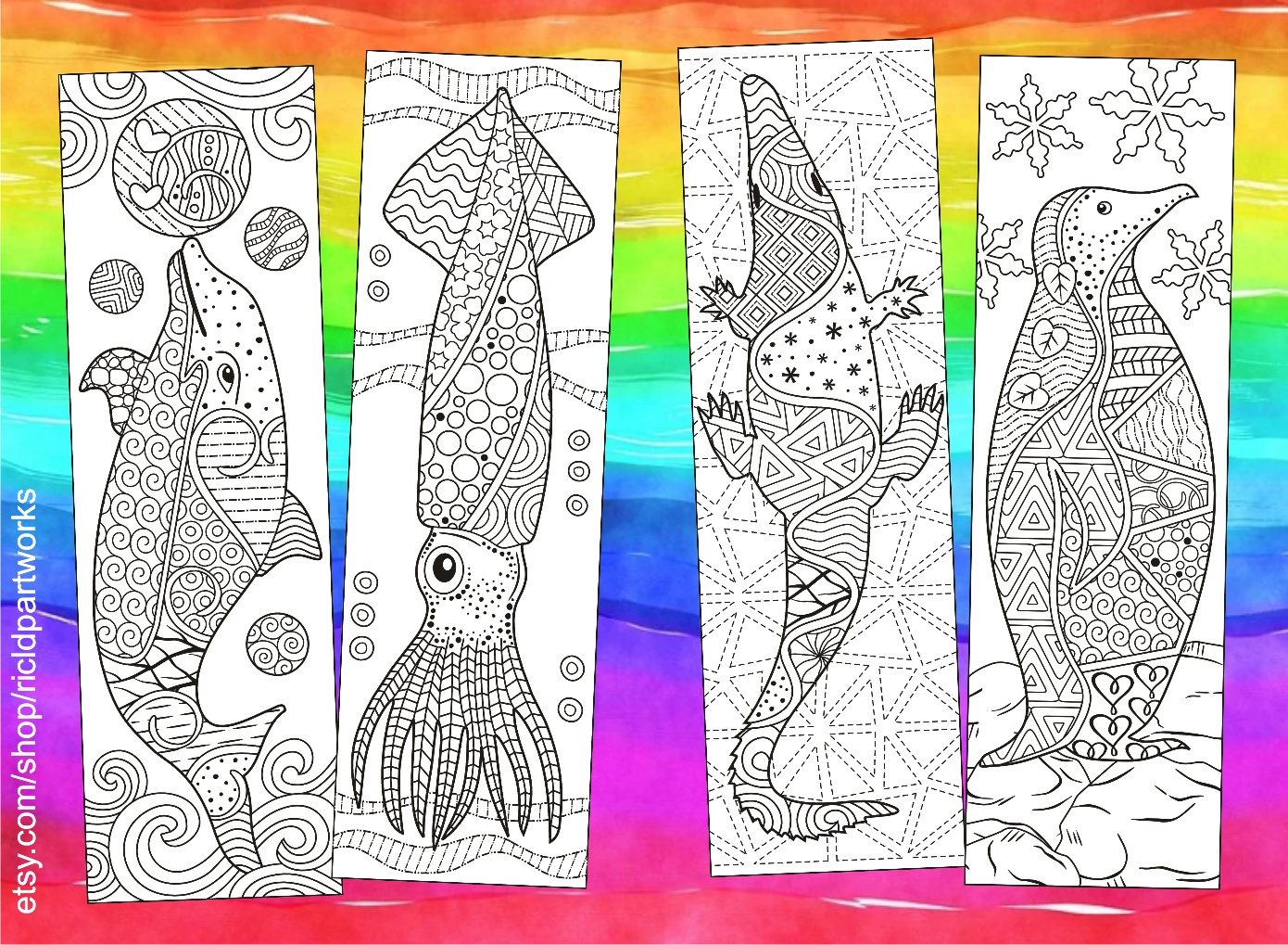 Animal Zentangle Coloring Bookmarks by Eric Dela Paz on Dribbble