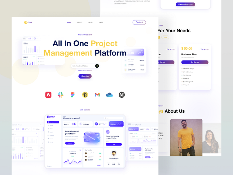 Project Management Landing Page by Madbrains Technologies LLP on Dribbble