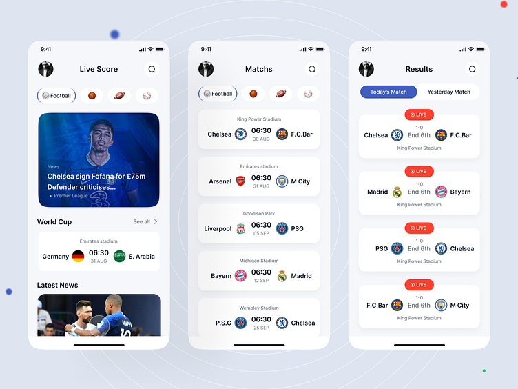 Football Live score app by Shadhin Ahmed on Dribbble
