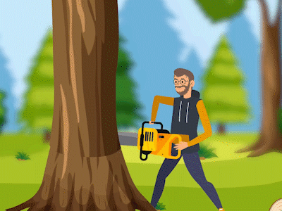 Man Cuting Tree