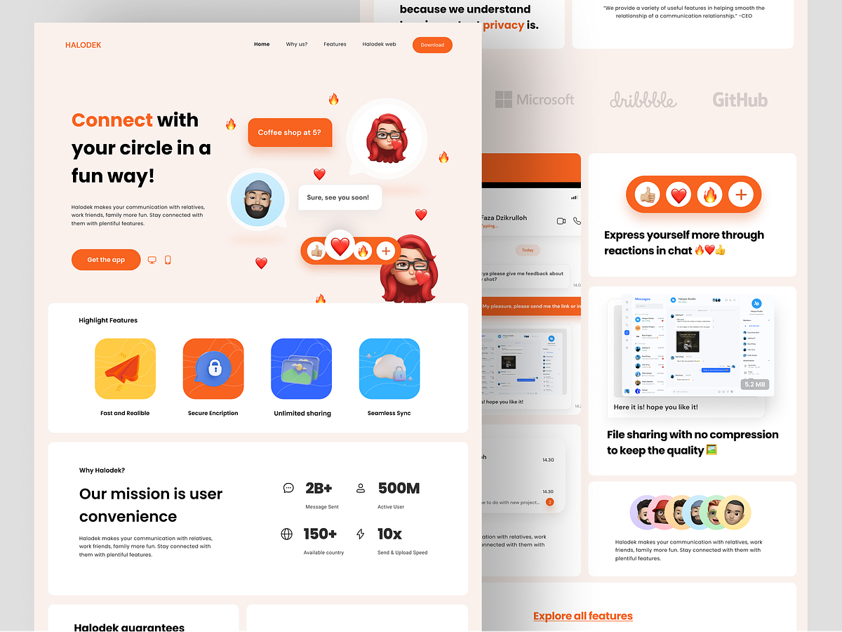 Chat App Landing Page designs, themes, templates and downloadable ...