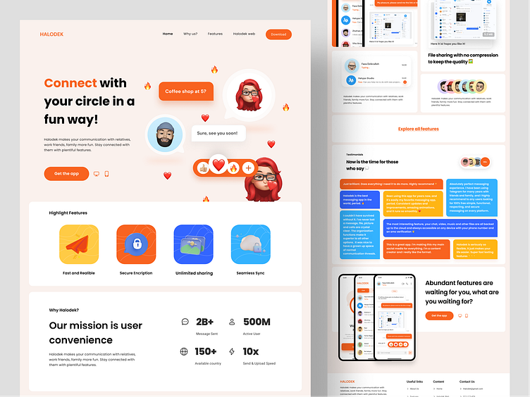 Halodek - Chat Mobile App Landing Page by Zhofran Ardyan for Hatypo ...