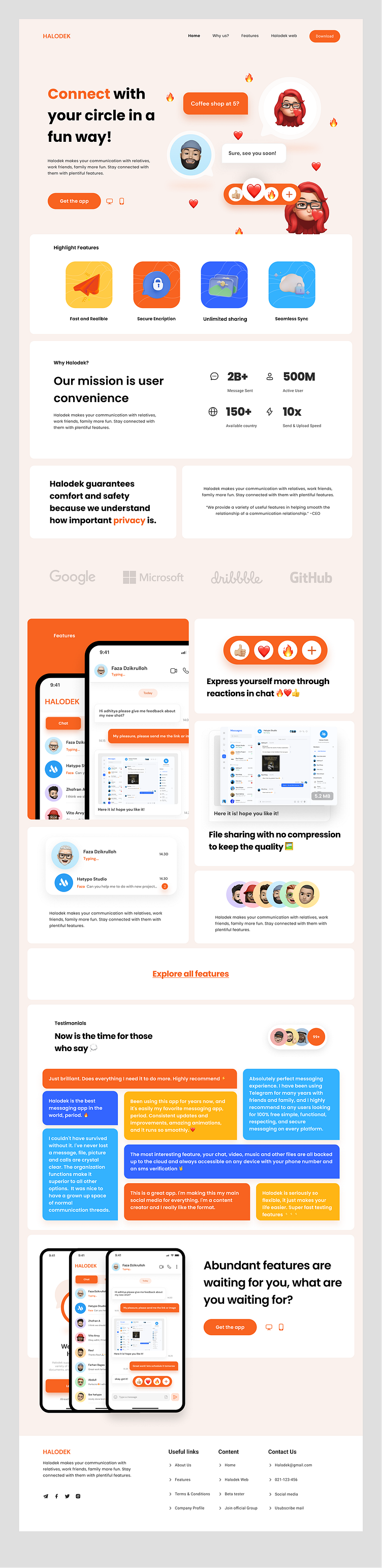 Halodek - Chat Mobile App Landing Page by Zhofran Ardyan for Hatypo ...