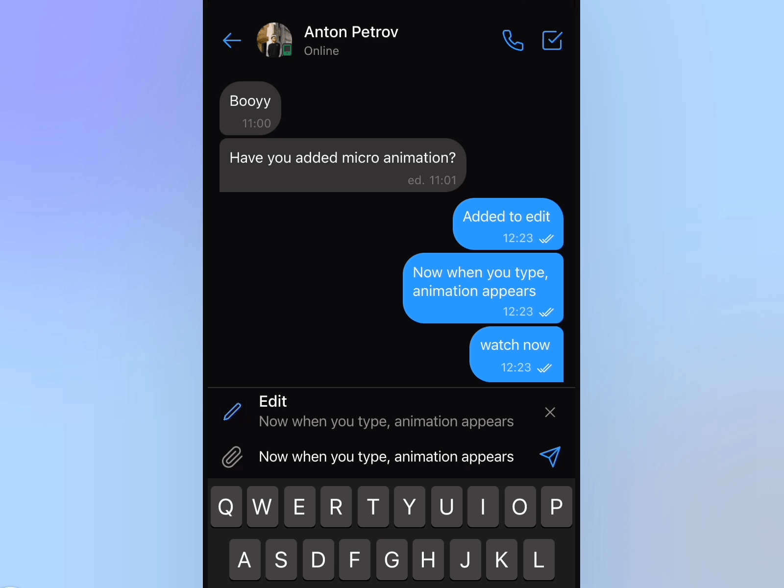 Typing message | Micro animation by Nik Sorochinskii on Dribbble