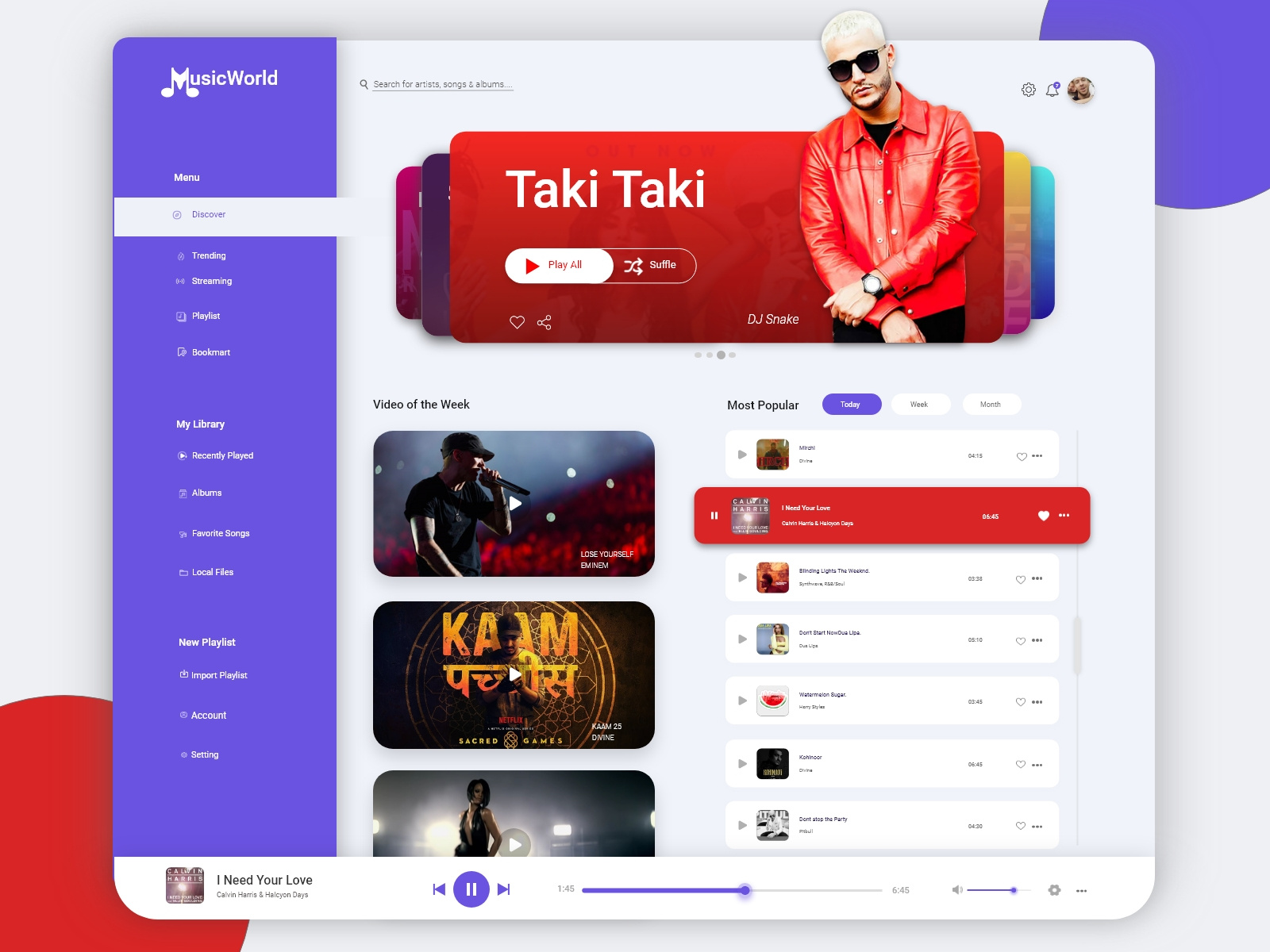 Music Dashboard UI by Devender Kumar on Dribbble