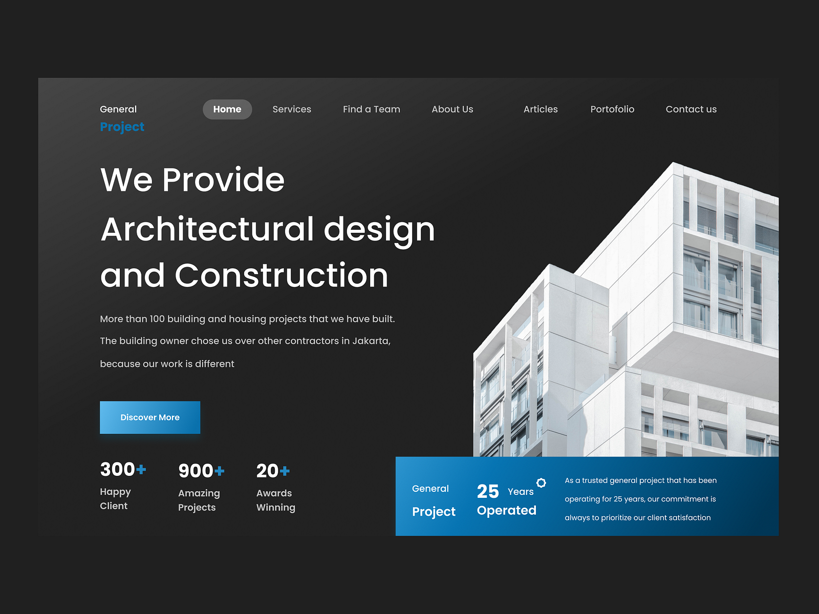 Architectural Design & Construction Website UI by Sohail Ahmed on Dribbble