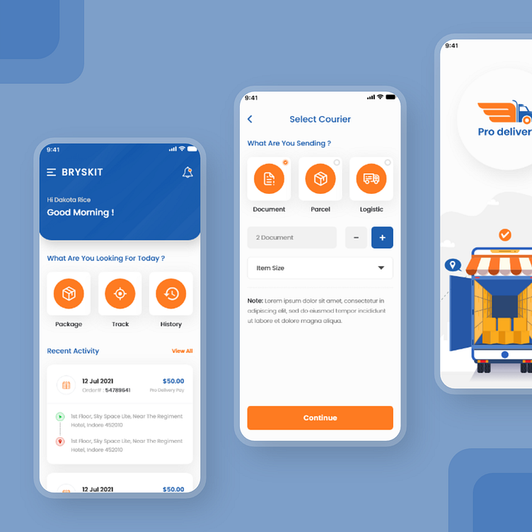 Parcel & Courier Delivery App Design, UI Kits & Templates by ProApps on ...