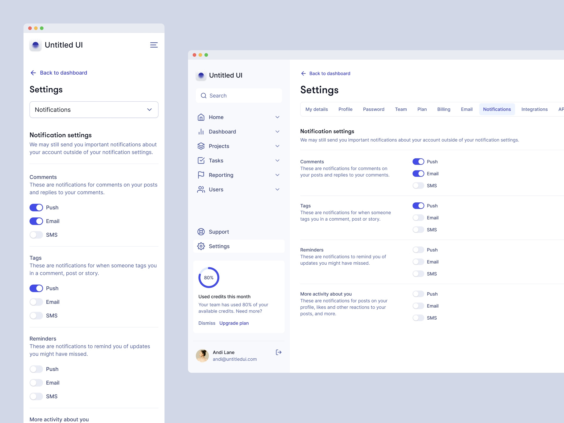 Notifications settings page — Untitled UI by Jordan Hughes® on Dribbble Notifications settings page — Untitled UI by Jordan Hughes® on Dribbble