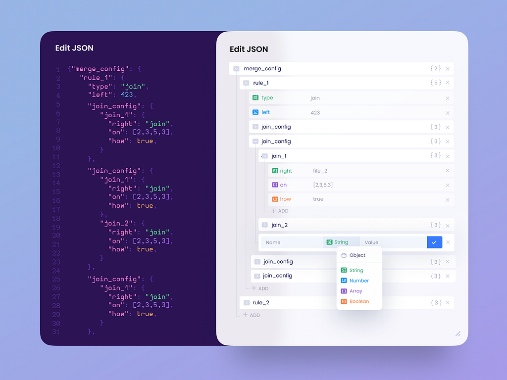 Visual JSON Editor by Anandhakrishnan on Dribbble