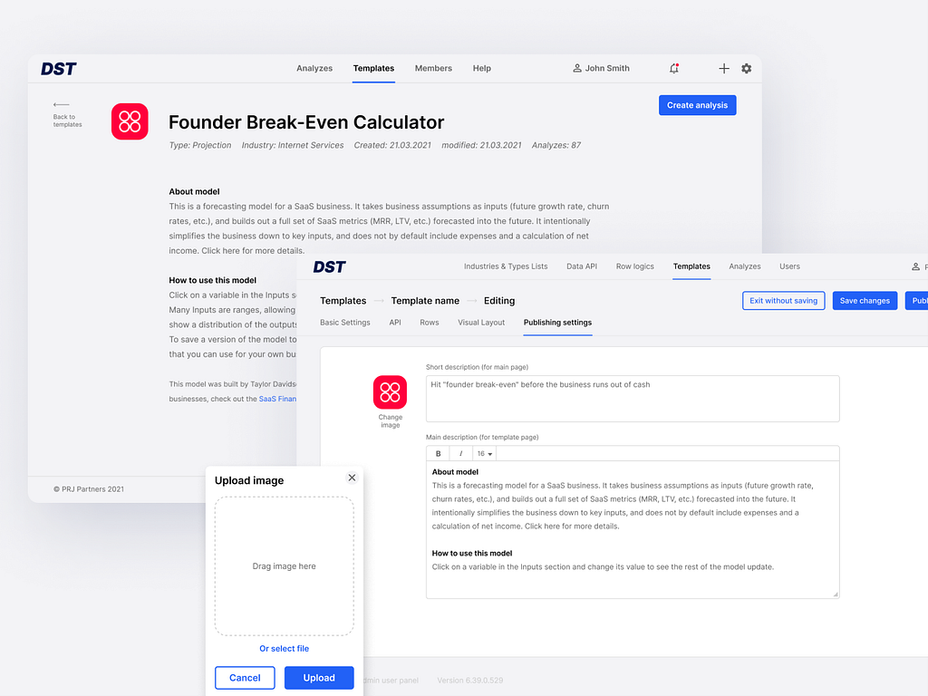 DST template info by Evgeny Bondkowski on Dribbble