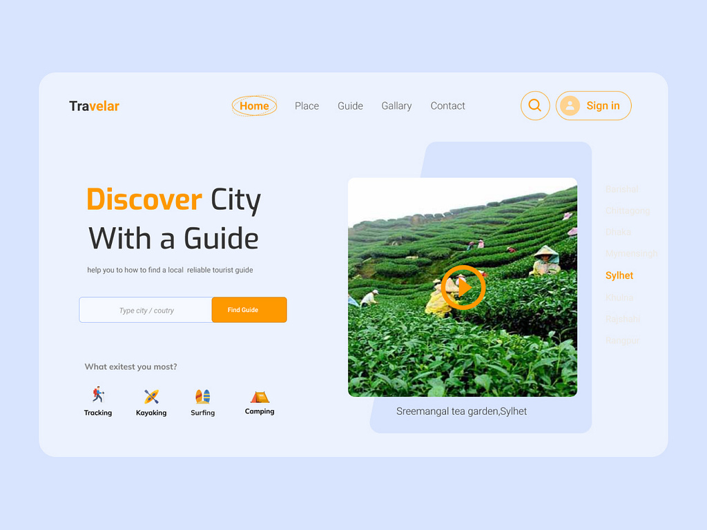Travel guide ui website by Alam on Dribbble