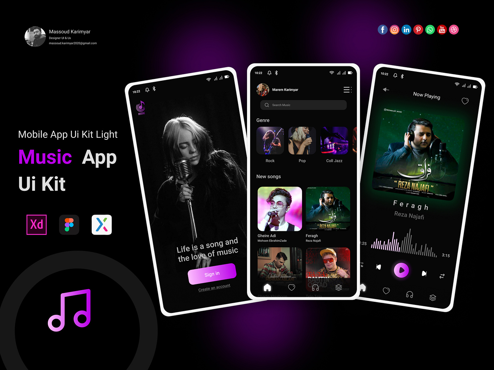 Music App Ui kit by Massoud Karimyar on Dribbble