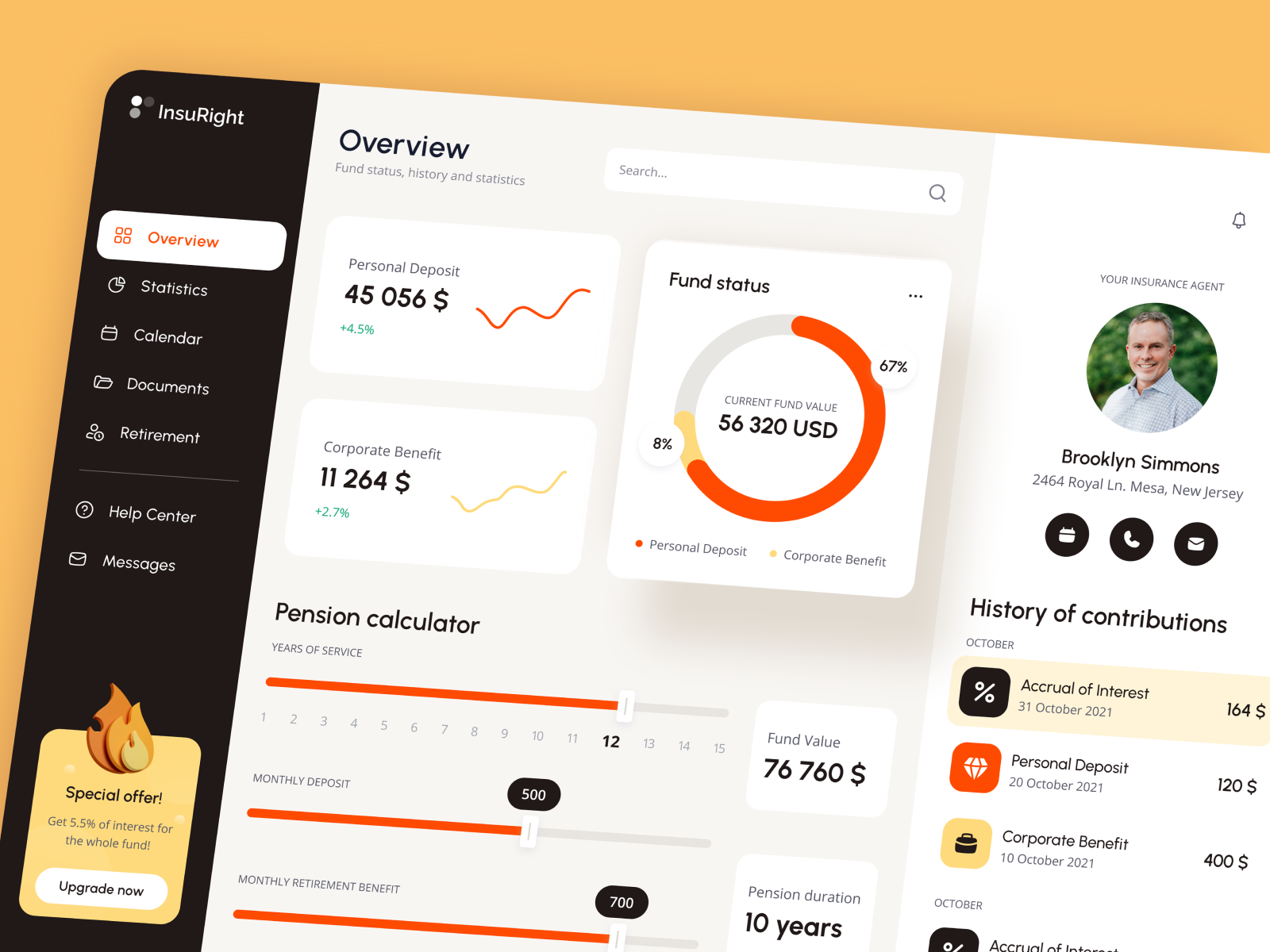 Dashboard for Insurance for retirees App by Cadabra Studio on Dribbble