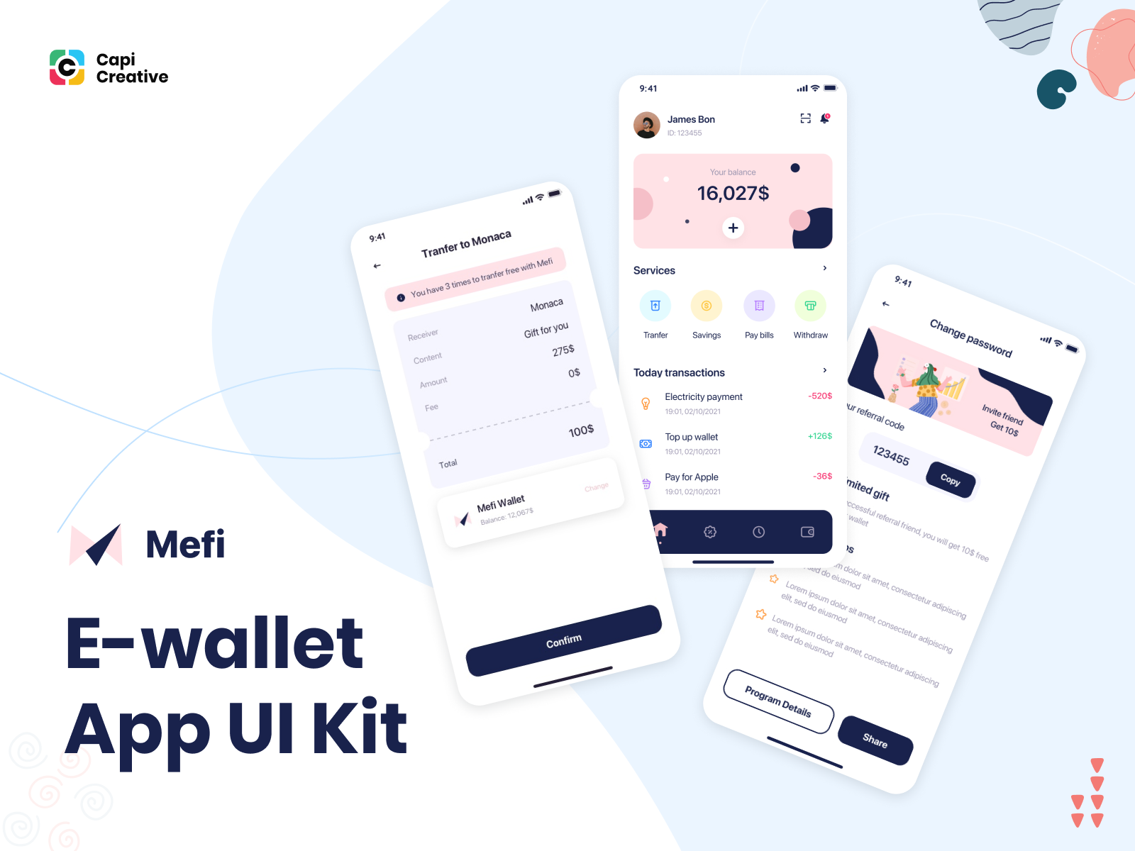 MeFi - E-wallet App UI Kit by Capi Product on Dribbble