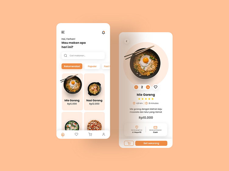 Ordering Food App UI Design by Ahmad Farhan on Dribbble