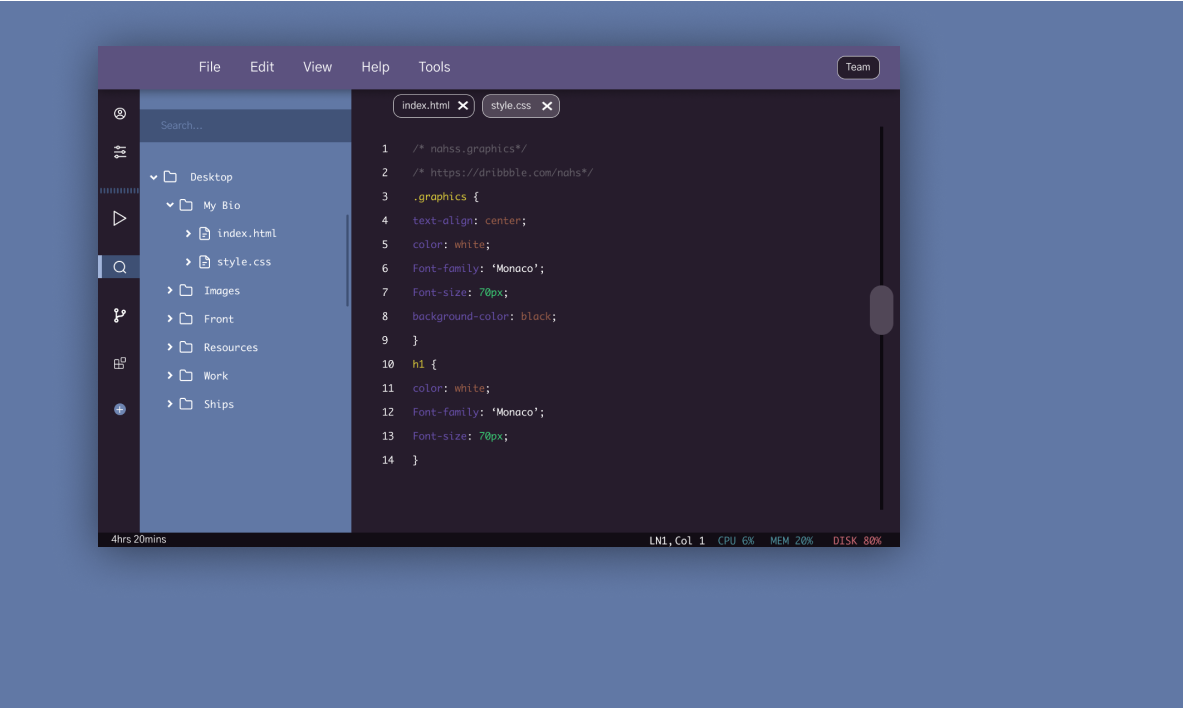Code editor UI by David Ayewah on Dribbble