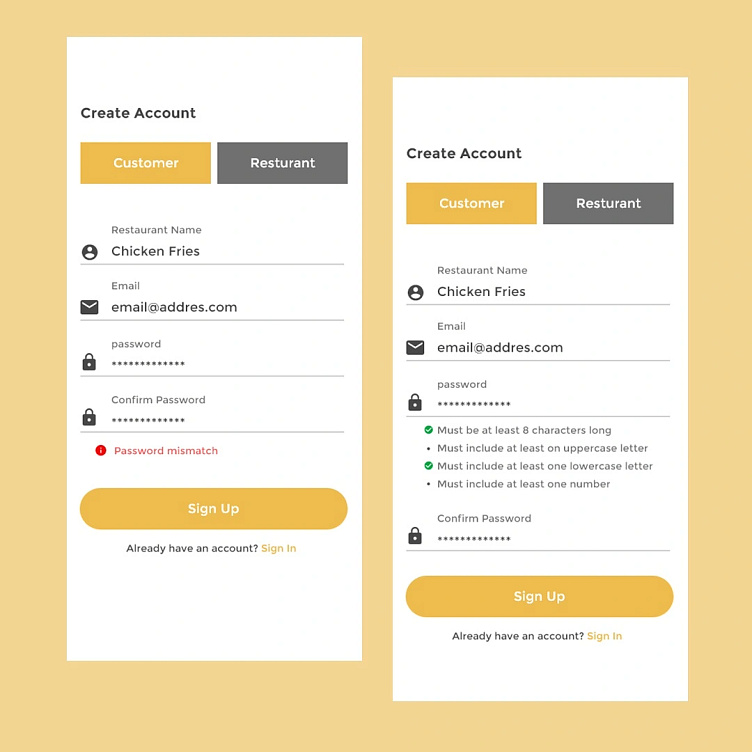 Login UI design will password requirements by KALU BONIFACE NWANKWO on ...