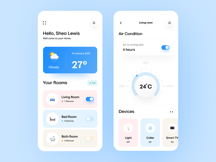Smart Home App by Glow for Piqo Design on Dribbble