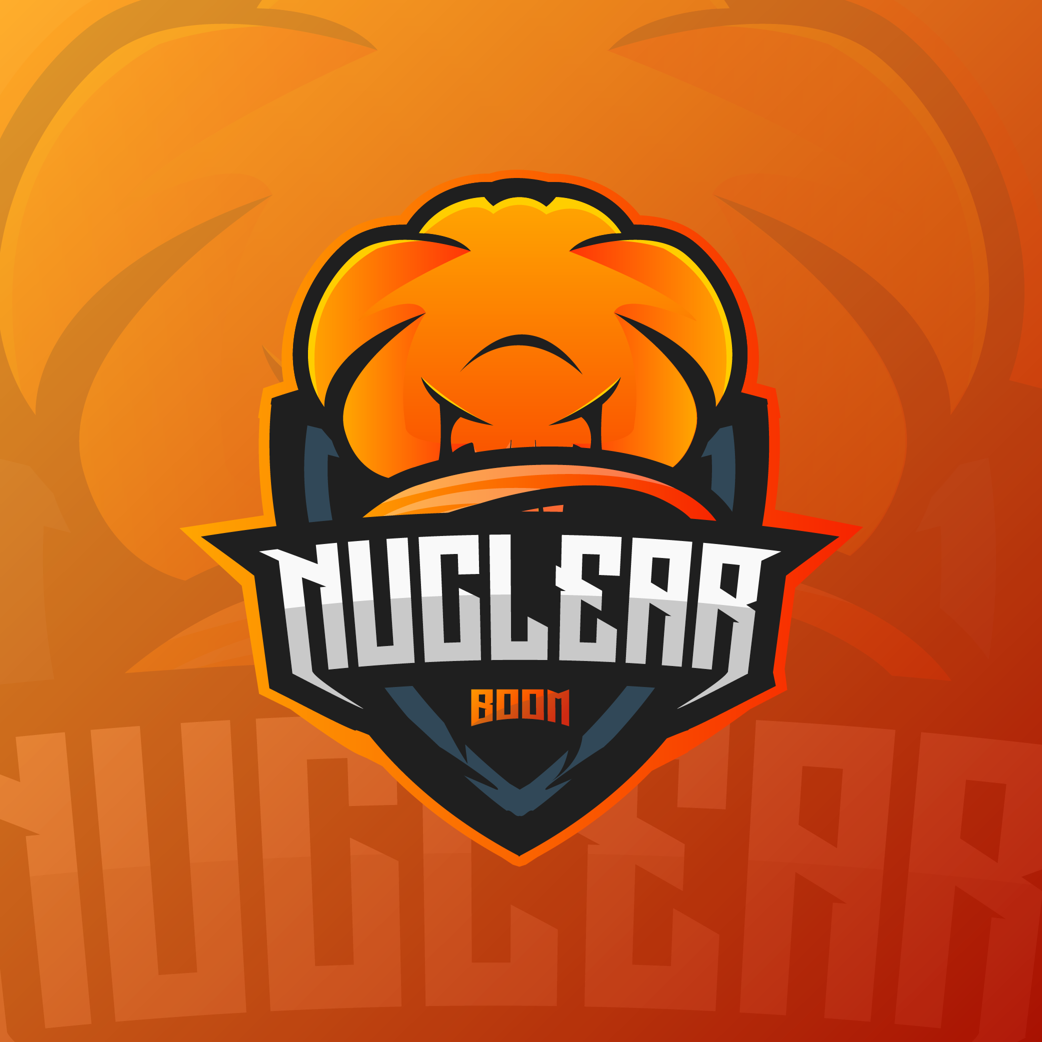 nuclear boom mascot logo design by OrangePeelStudios on Dribbble