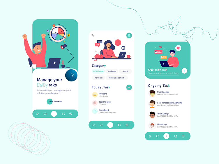 Task Management Mobile App UI by robiulalam6🏅 on Dribbble