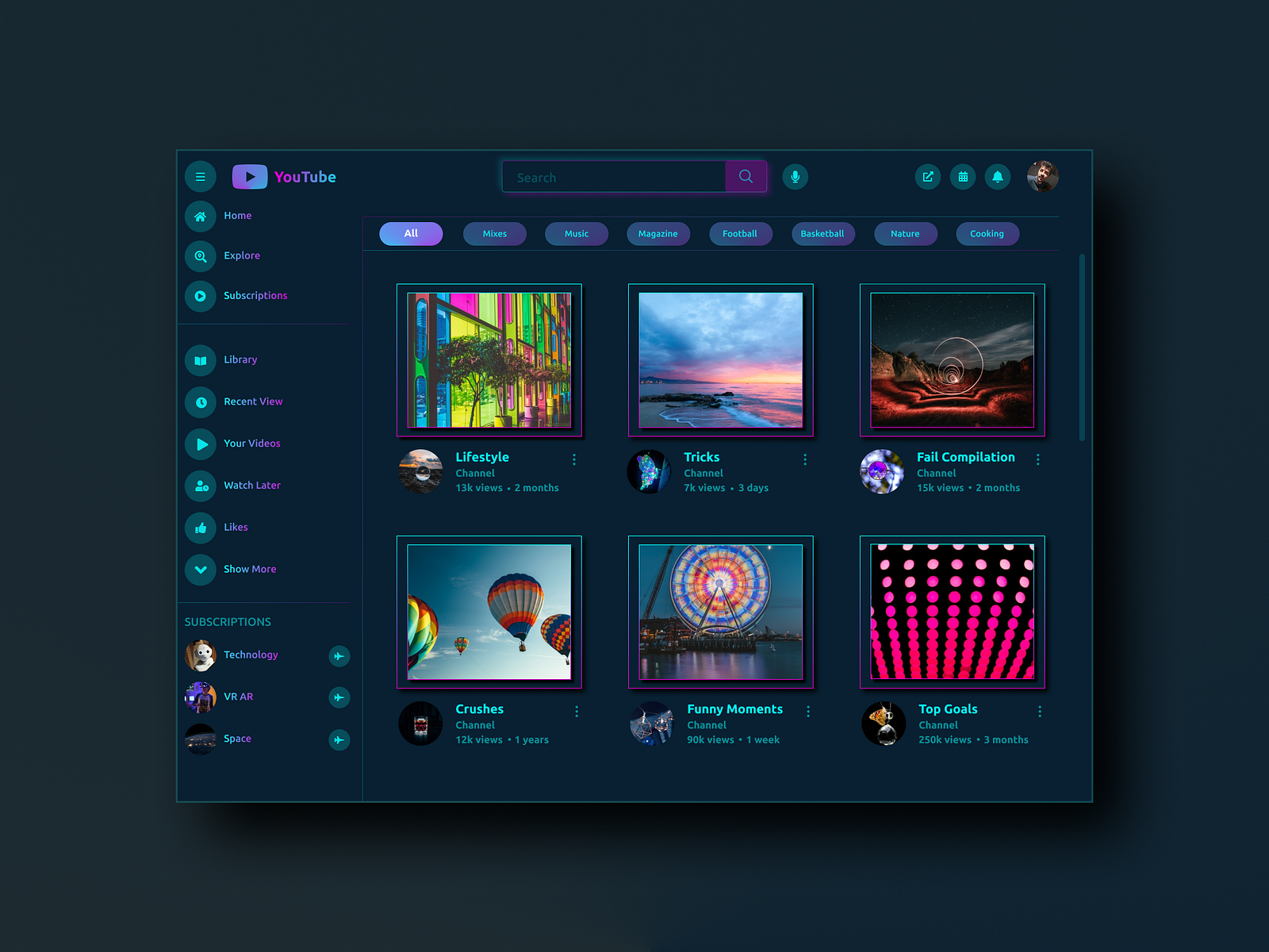 YouTube Web Redesign UI by Kenan on Dribbble