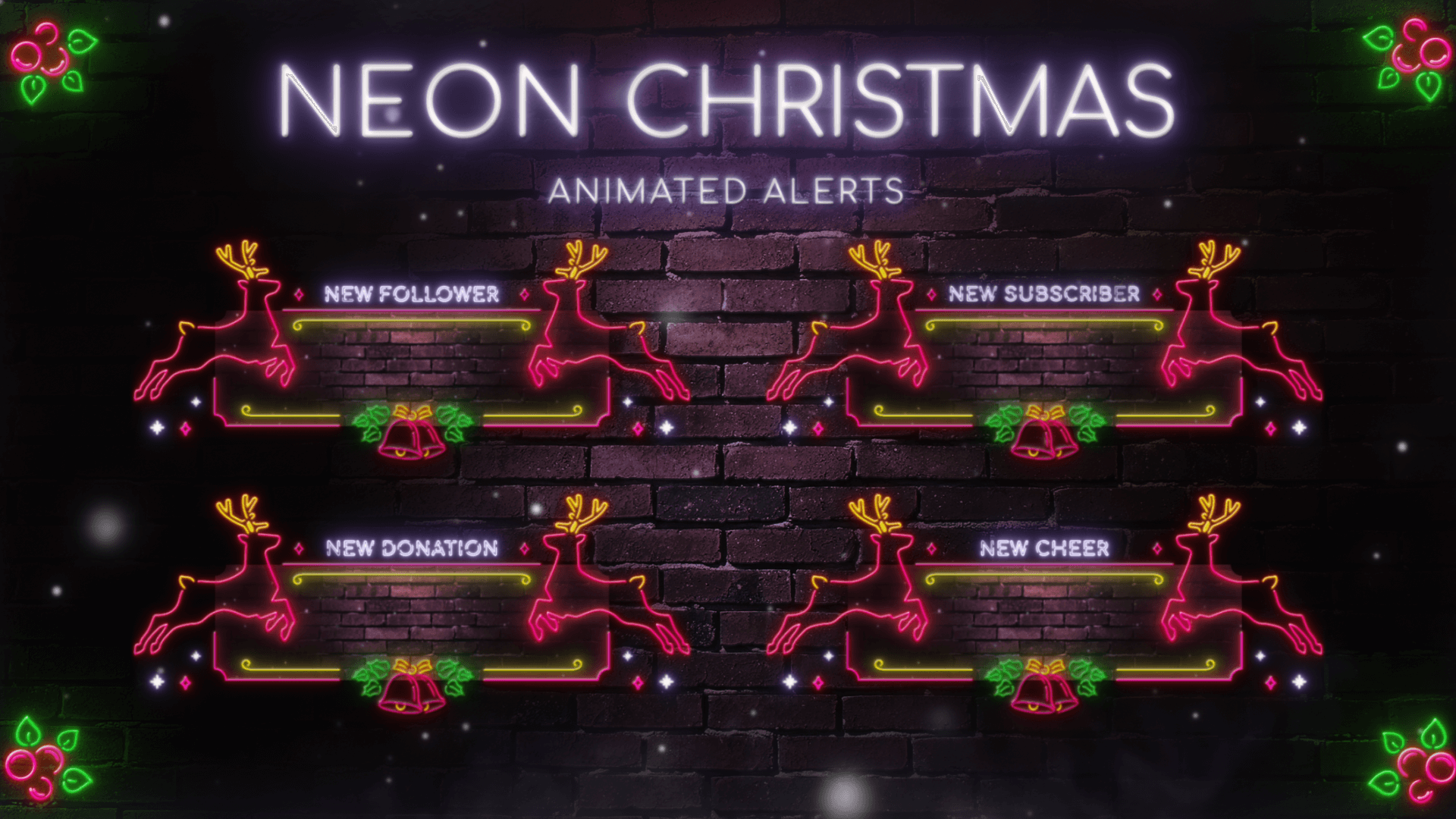 Neon Christmas Animated Twitch Alerts by kudostv on Dribbble
