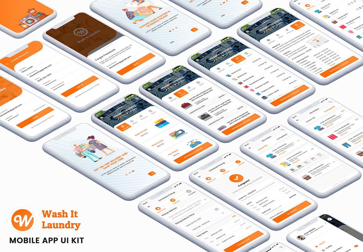 Wash App laundry App UI Kit | App Innovation by App Innovation on Dribbble