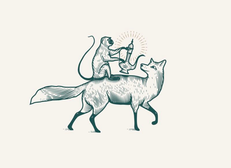 Monkey & fox illustration by Root Studio on Dribbble