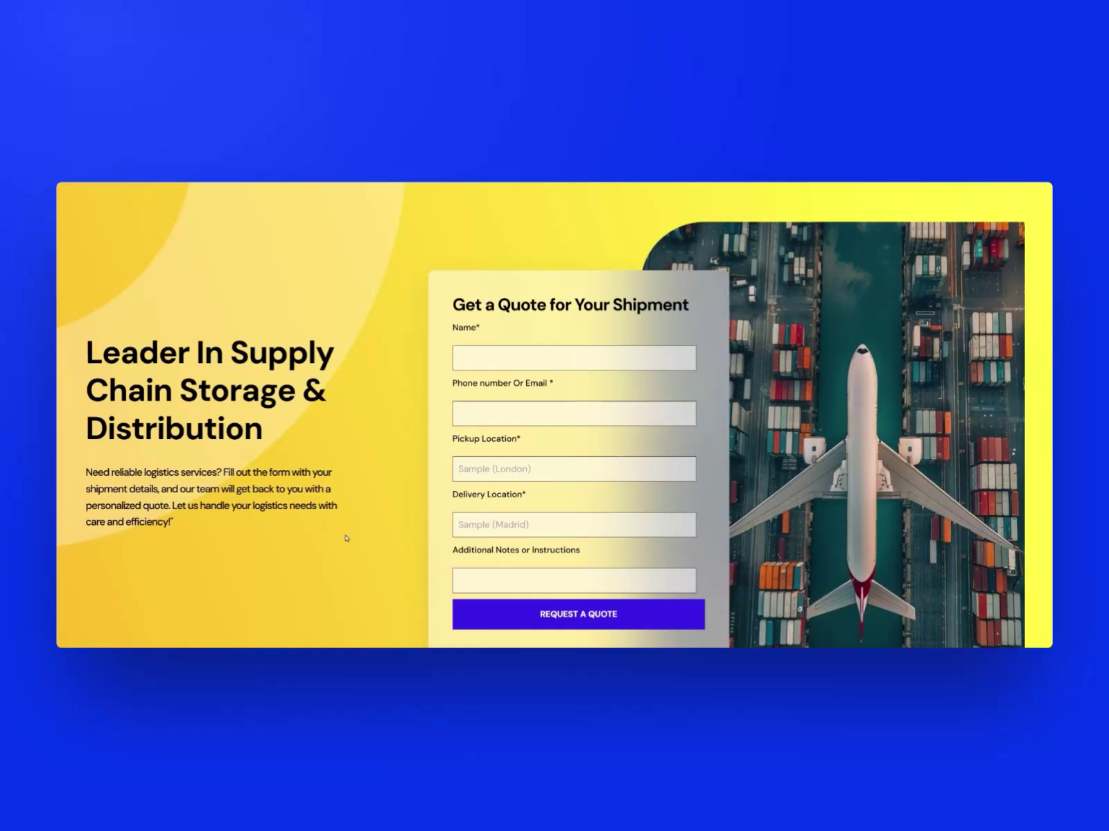 Shipment Quote Form Template by depicter on Dribbble