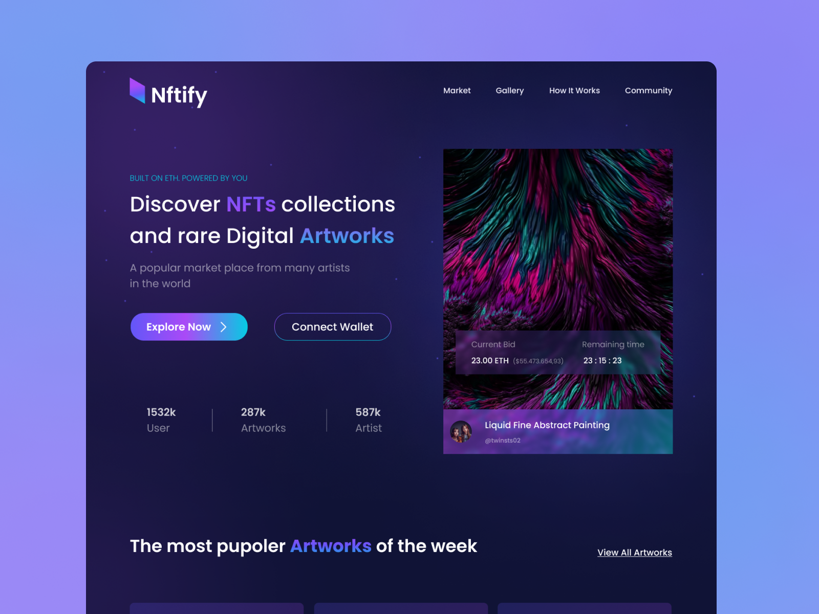 Nftify - NFT Landing Page by UCON.IC on Dribbble