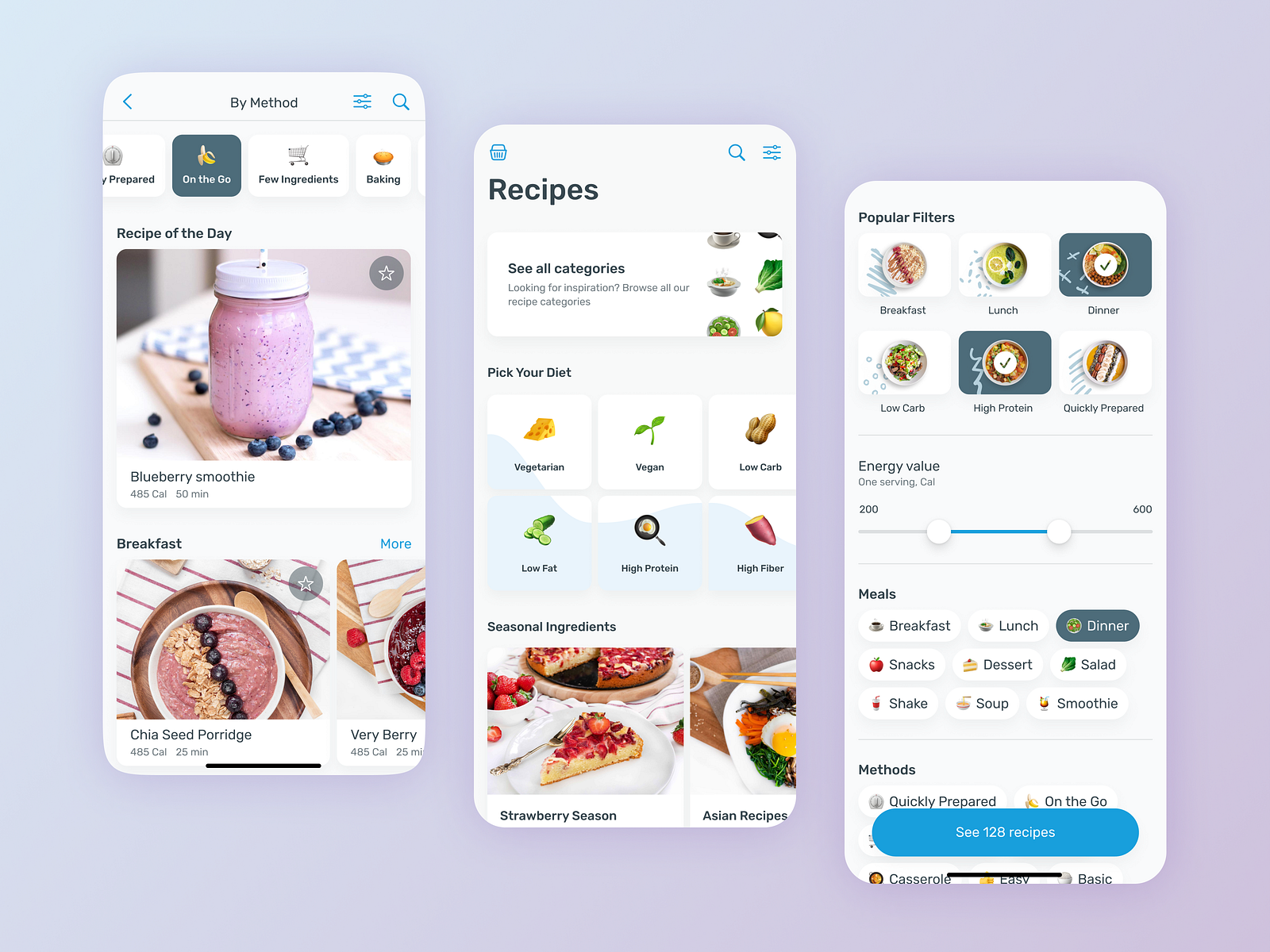 Recipes @ YAZIO by Andrea Molnar on Dribbble