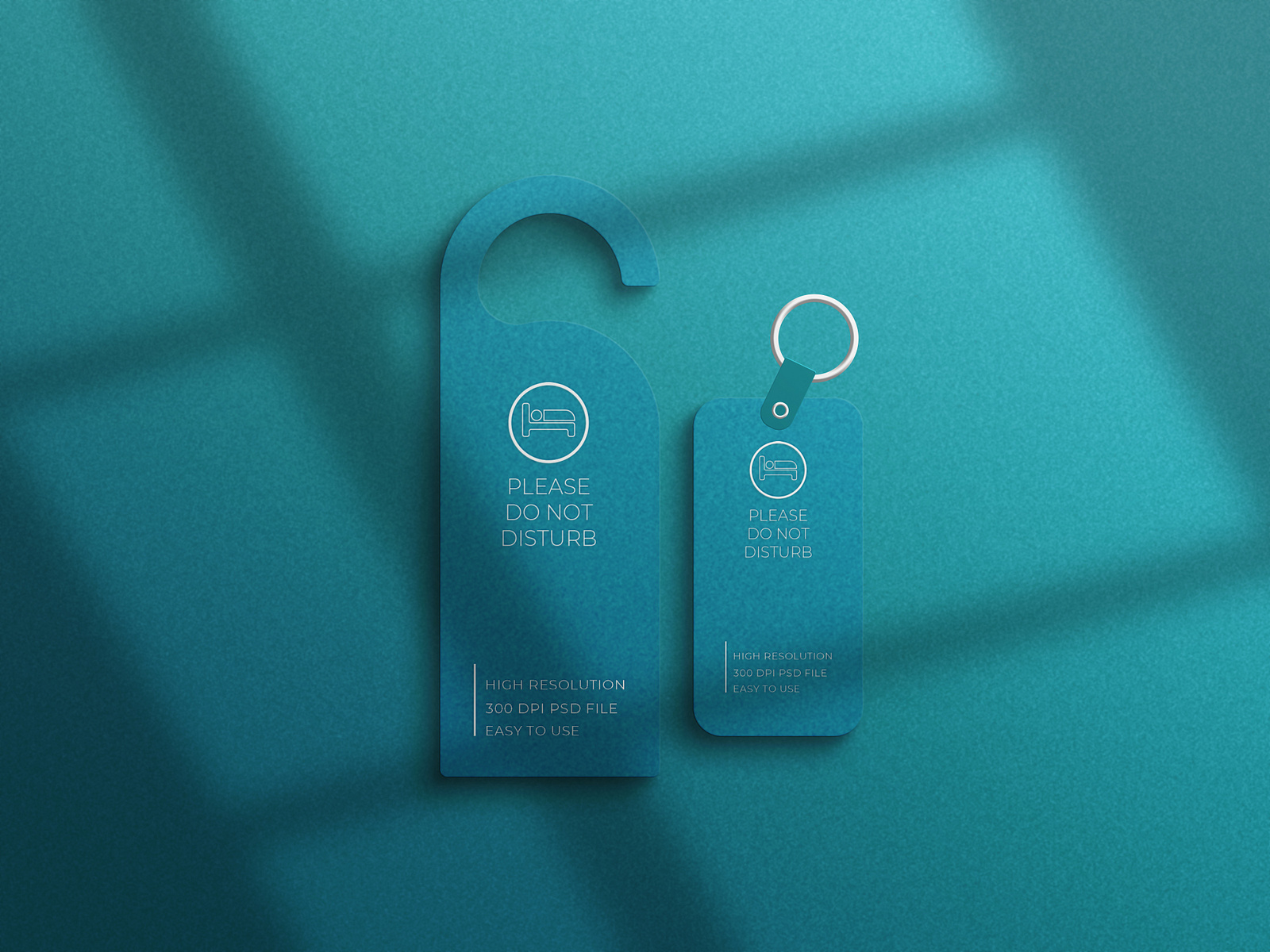 Customizable door hanger tag sign with key Ring isolated mockup by ...