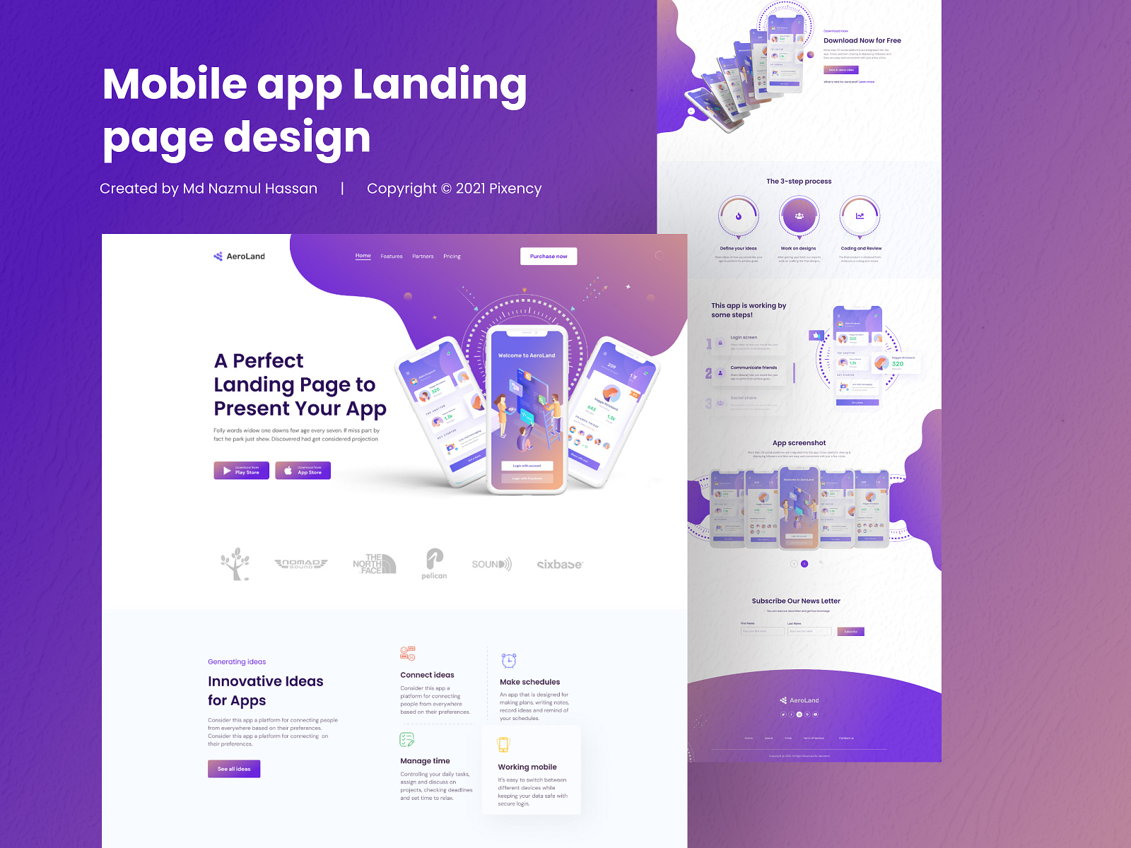 Mobile app landing page design by Md Nazmul Hassan 🔥 on Dribbble