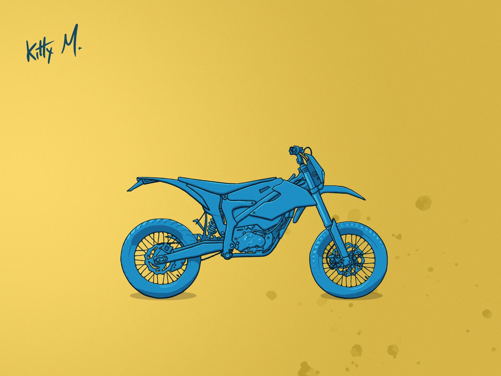 Supermoto motorcycle cartoon by Kitty M on Dribbble