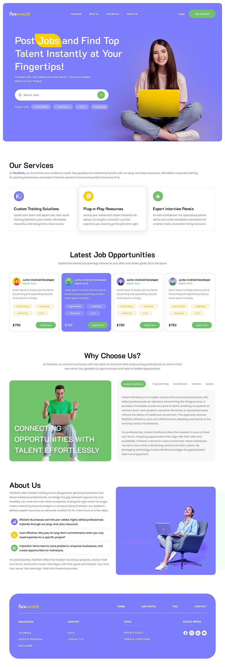 Flexwork - Job Portal Landing Page Design by Awais Shah on Dribbble