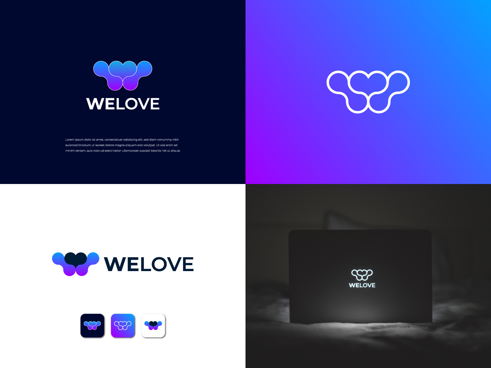 we love logo, w with love minimalist logos design by Abdul Gaffar on ...