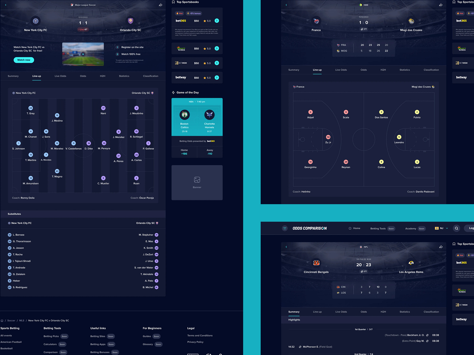 Odds Comparison - UI Design for Sports Event by Guilherme Lima on Dribbble