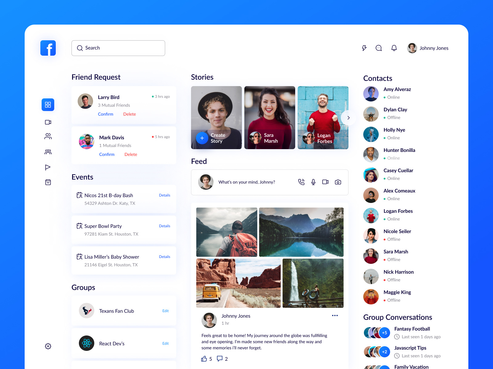Facebook Redesign by Kevin Smith on Dribbble